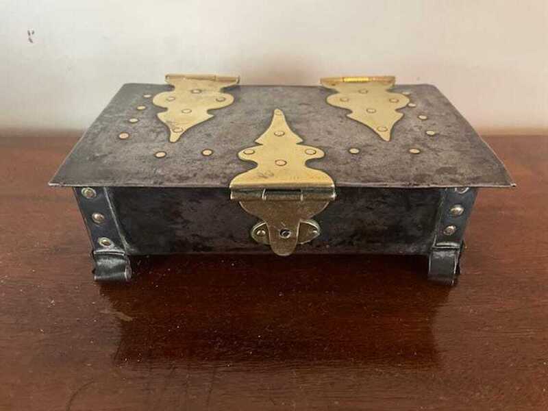 Arts & Crafts Table Box In Steel With Bold Brass Hinges And Rivets ...