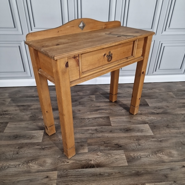 Antique Victorian Style Solid Pine Wooden Hall Console Table Drawer Wash Stand | Vinterior