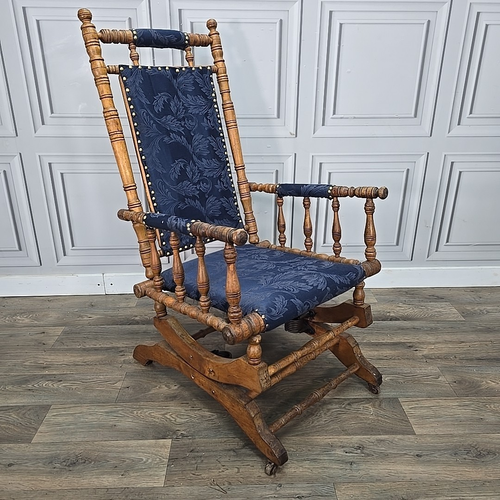 Antique Victorian American Platform Rocker Sprung Turned Wooden Rocking ...
