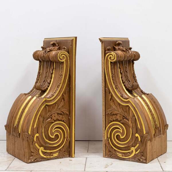 Pair Of Monumental Carved Oak Corbels From Clothworkers Hall, London ...