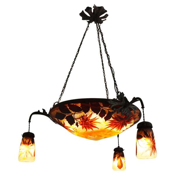 Exquisite Large Daum Nancy & Louis Majorelle Chandelier Model “Dahlia ...