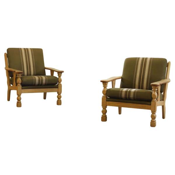 Vintage 1960s Danish Low Back Lounge Chairs In Light Oak, Henning ...
