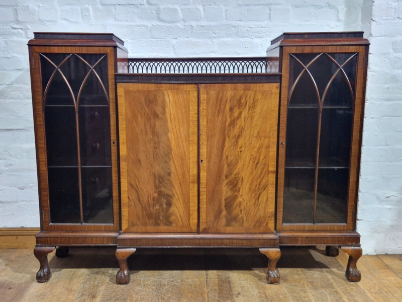 Antique Mahogany Breakfront Drop Centre Side By Side Display Cabinet ...