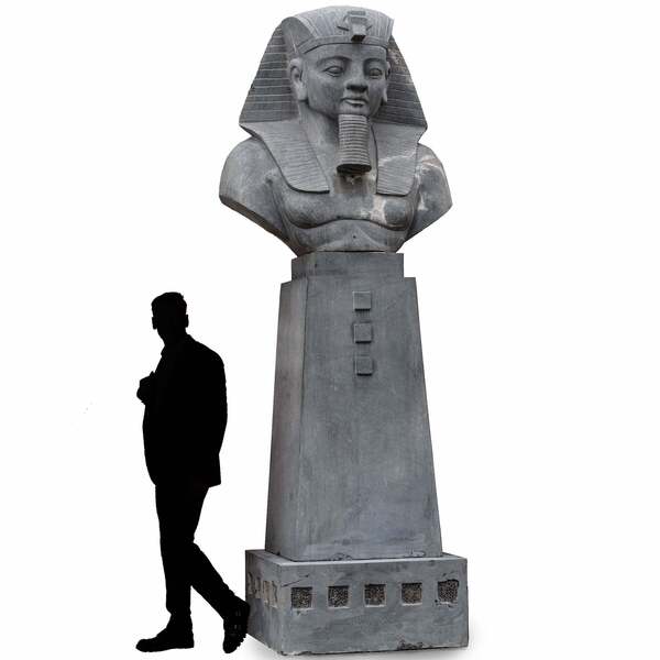 Monumental Egyptian Pharaoh Marble Statue On Plinth | Vinterior