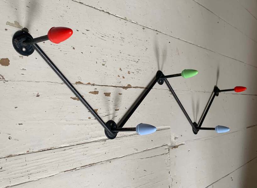 Vintage 1950s/60s Atomic Sputnik Multicoloured Wall Mounted Hooks X 5 ...