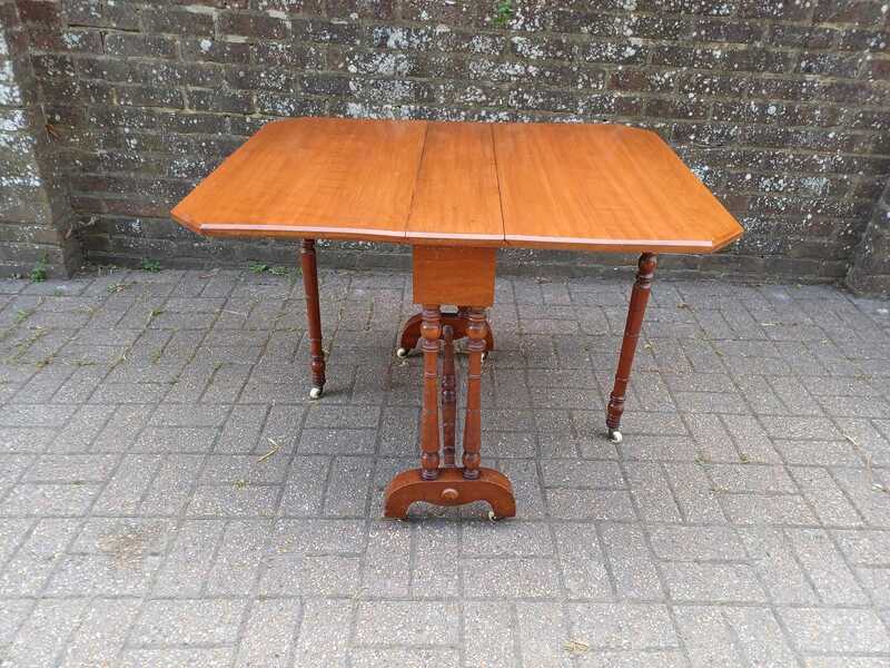 Antique Victorian Mahogany Drop Leaf Occasional Games Side Table With ...