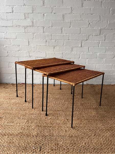 Set Of Wicker Nesting Tables | Vinterior