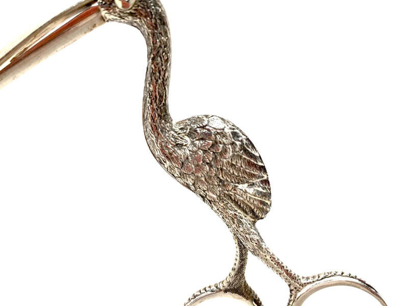 Antique Victorian George Adams Silver Ribbon Threader Scissors Stork ...