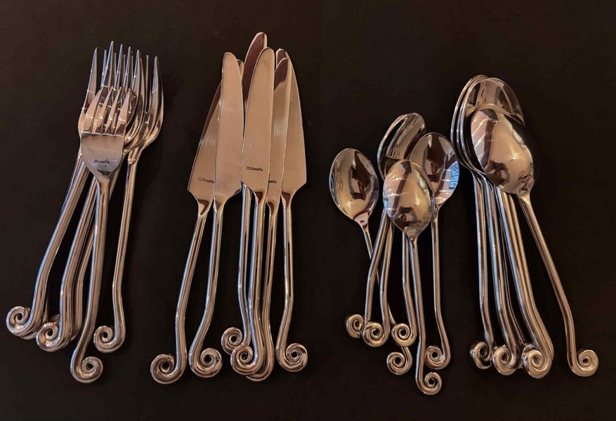 Amefa France Swirl Stainless Steel Flatware Set: Brutalist Medieval ...