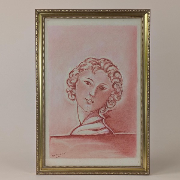 Original Block Print Portrait: Mid Century Sanguine Art, Hand Pulled ...