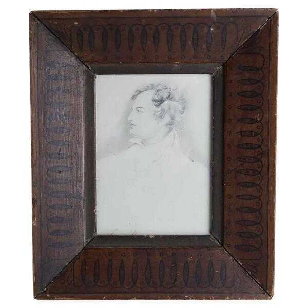 Graphite Drawing Of Lord Byron By Robert Hindmarsh Grundy, C.1850 ...