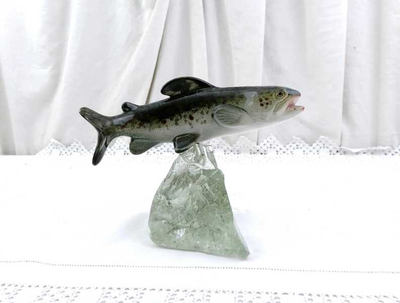 Vintage Swimming Trout Sculpture Raymond Gangloff Made Of Glazed ...