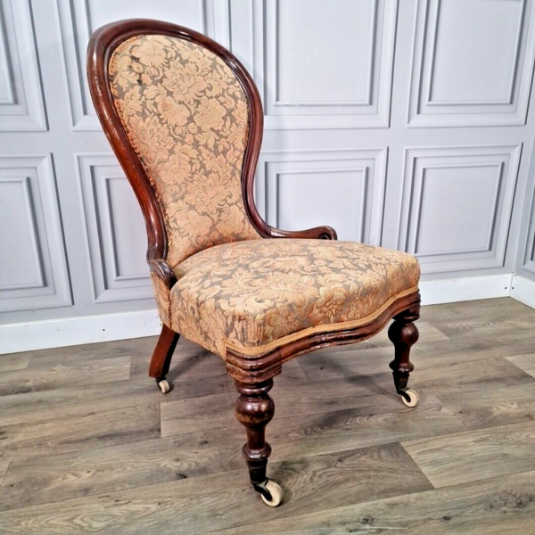 Antique Victorian Lounge Spoon Back Chair Fireside Carved Nursing Seat ...