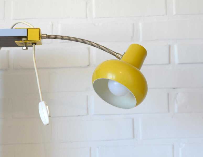 Space Age Style Lamp / Vintage Yellow Bookshelf Light / Mid Century ...
