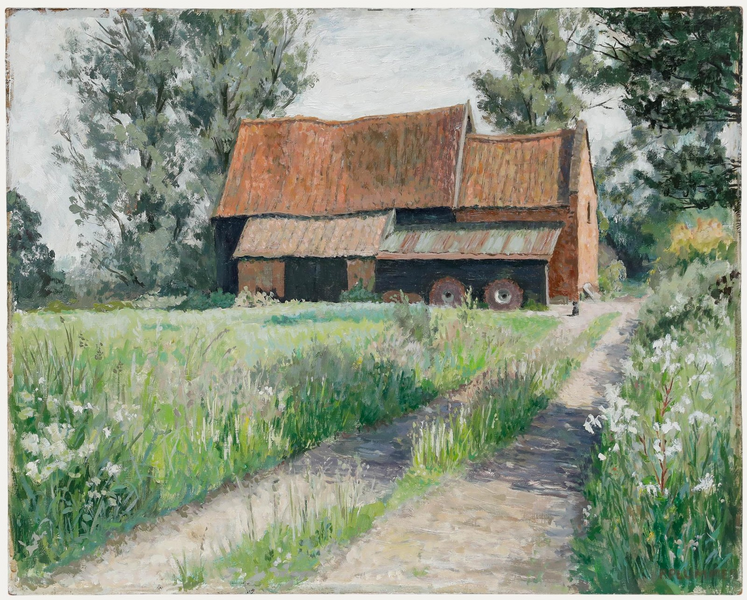 Pauline Plummer (B.1933) Contemporary Oil, The Red Barn | Vinterior