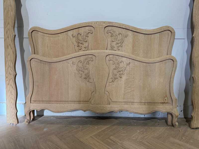 Stunning Vintage French Rustic Oak 4ft 6' Bed With Slatted Base Double ...