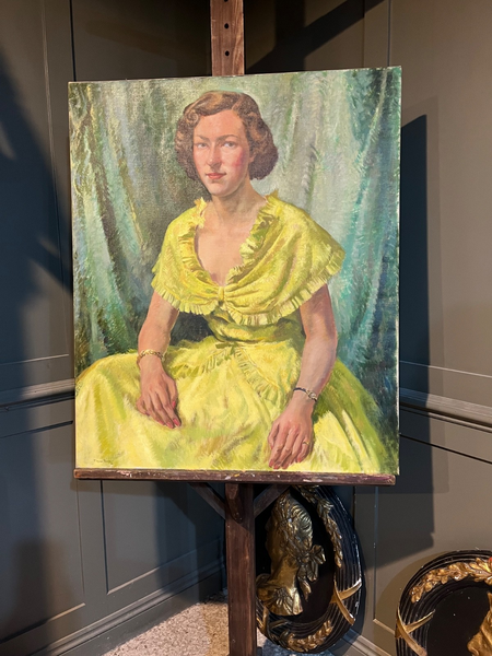 Large Portrait Oil On Canvas By Francis Wynne Thomas Seated Female ...