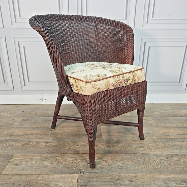 Vintage Lloyd Loom Tub Chair – Rattan Frame – Floral Upholstered Sprung ...