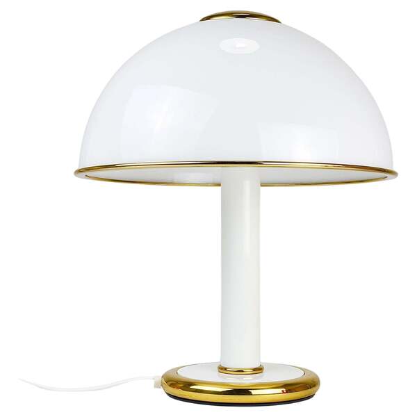 F. Fabbian Gold & White Murano Glass Mushroom Table Side Lamp, Italy ...
