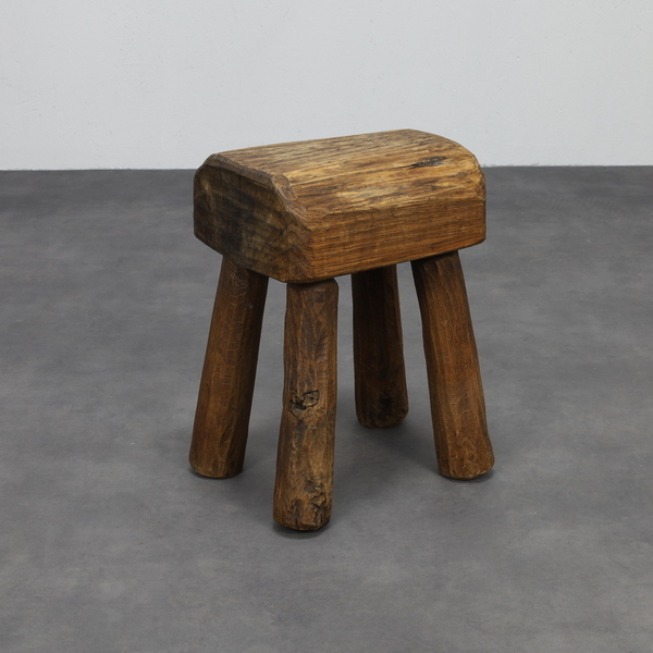 Vintage Stool Primitive Brutalist Folkart Style | Vinterior