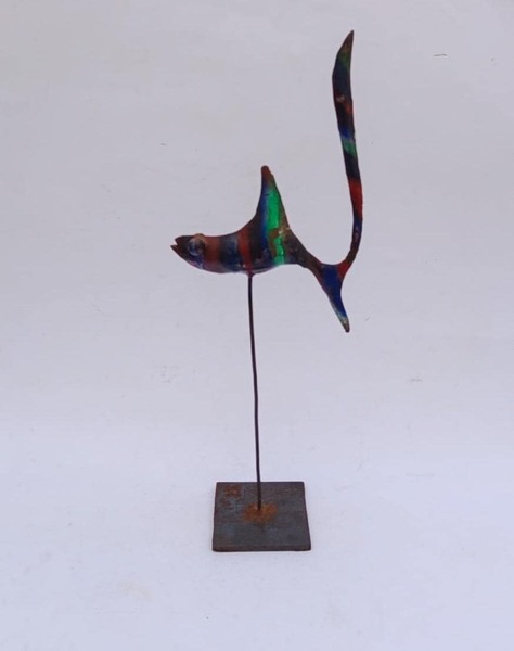 Painted Iron Fish Sculpture Designed By Giovanni Tamburelli Metal Art ...