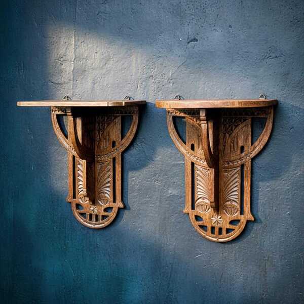 Pair Of Art Nouveau / Jugendstil Carved Oak Wall Consoles – Frisian ...