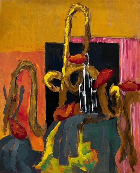 Guy Nicodabstract Still Life With Brass Musical Instruments Modernist ...