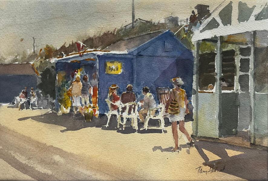 Anthony Herbertseaside Ice Cream Kiosk With Holidaymakers In Sun Hats ...