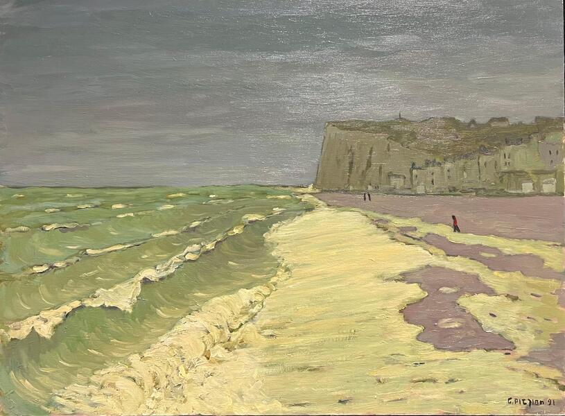 Guy Pichonwindy Shoreline French Coastal Scene With Cliffs & Green ...