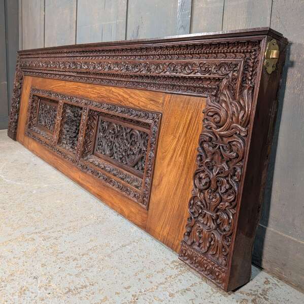 Highly Carved Mahogany & Walnut Church Reredos Panel | Vinterior