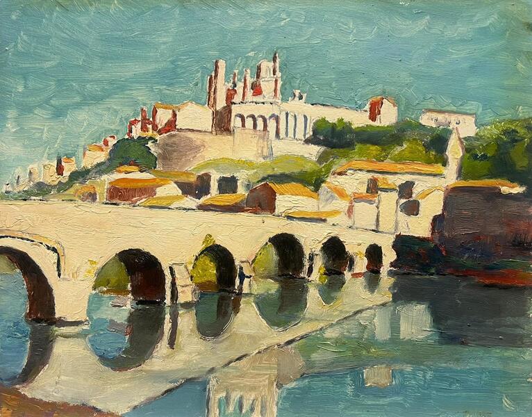 Leon Dupin Vintage French Oil Sunlit Reflections Riverside View ...