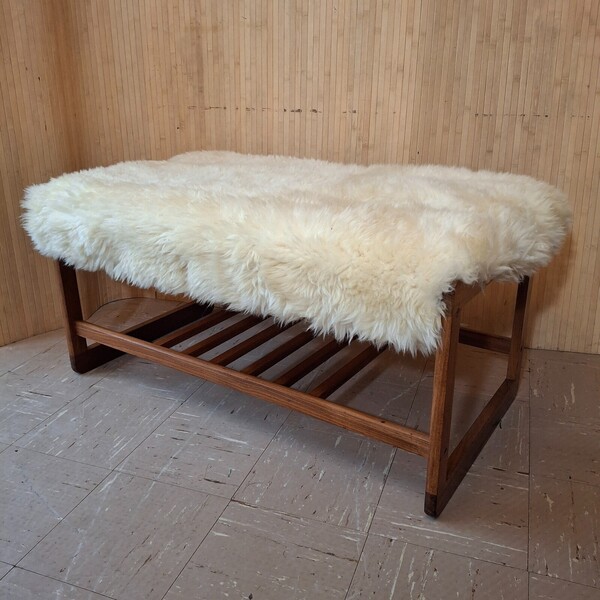 Fab Vintage Retro Bench Seat Boot Room Hall Gym Shoe Rack Teak Cream ...