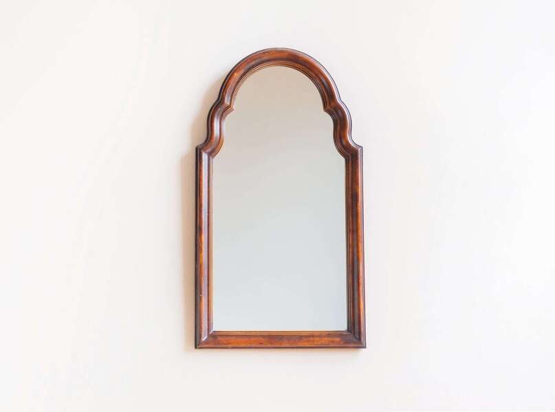 Scalloped Wooden Arch Mirror By Deknudt, Belgium – Dark Brown Vintage ...