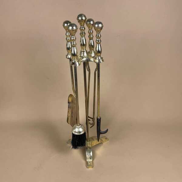 Antique Brass Gold Metal Fireside Tools Stand Vintage Companion Set ...