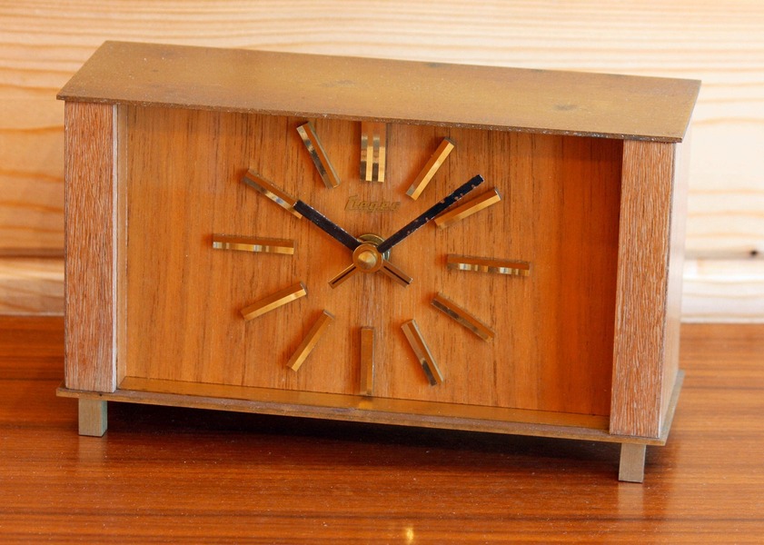 Vintage Fieges Mantel Clock 20cm Wooden Retro German Mid Century 70s ...