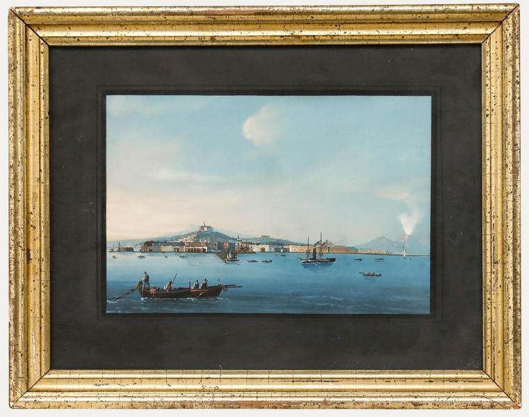 Neapolitan School 19th Century Gouache View Of Naples And Mount ...