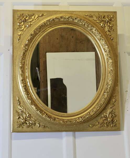 Large Very Decorative Gilt Oval Panel Mirror This Is An Outstanding ...