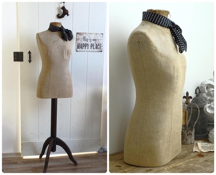 Antique French Mannequin: Tailor Dummy Female Dress Form, Oak Stand ...