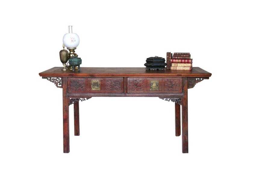 Antique Chinese Altar Table, C1830s, Auspicious Carvings, Large ...