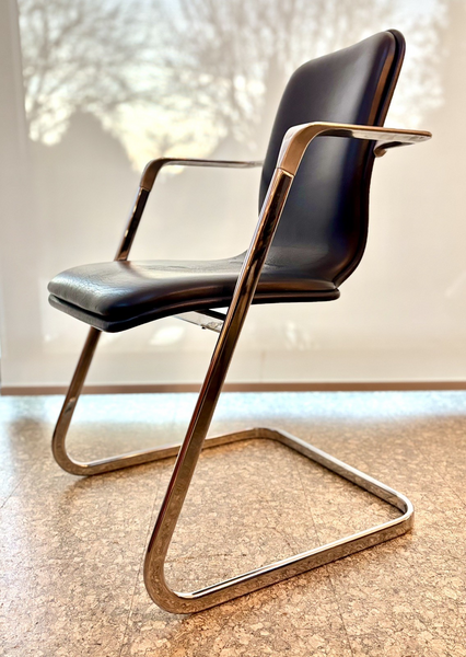 Fredrick Scott For Hille Mid Century Leather Cantilever Chair Vintage ...
