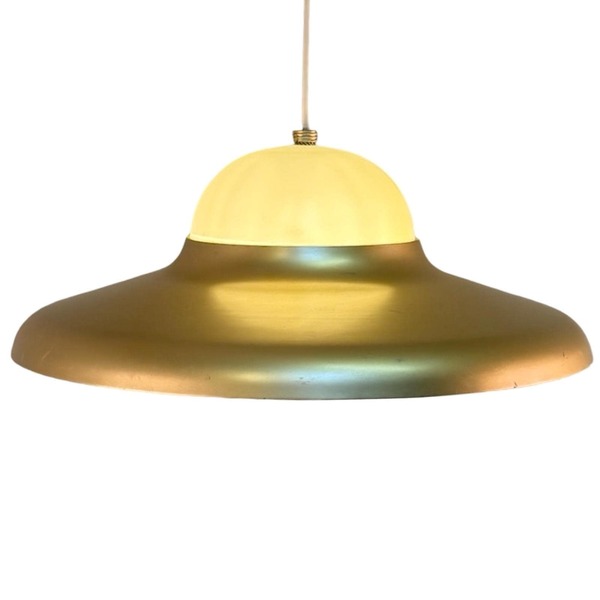 Approx. 1970's Scandinavian Pedant Lamp / Ceiling Mounted Gold Colored ...