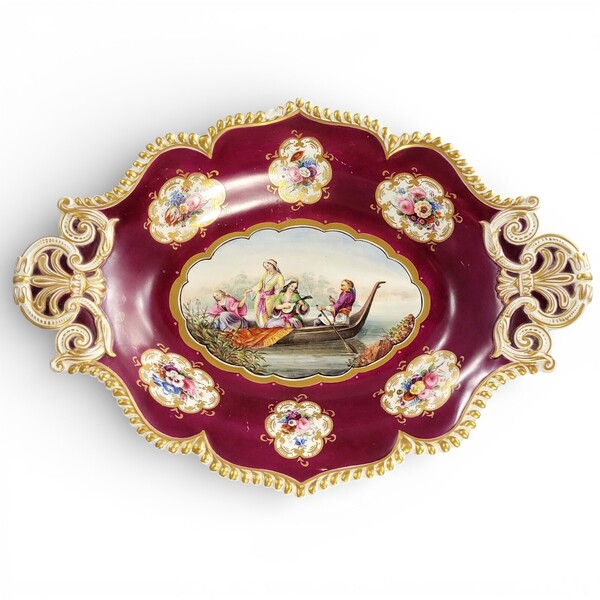 Chamberlain’s Worcester Large Twin Handled Serving Dish, Burgundy ...