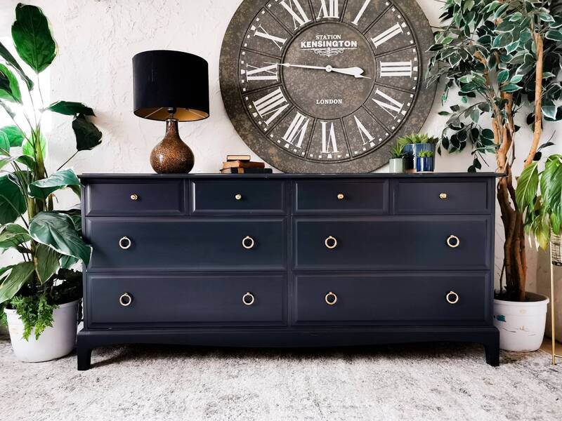 Spray Painted Dark Blue/Black Stag Minstrel Captains Chest / Lowboy ...