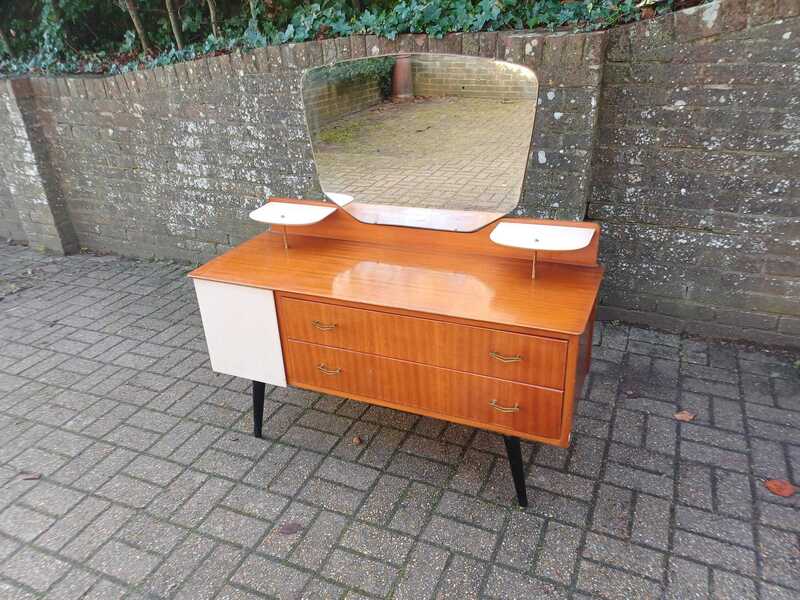 Mid Century Rebus Dressing Table 1960s Retro Vanity Atomic Legs Mirror ...