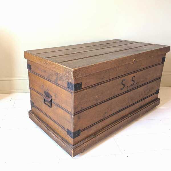 An Antique Painted Pine Chest Or Blanket Box In Original 'Faux Wood ...