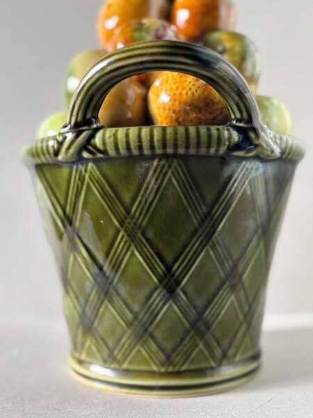 Holkham Pottery Fruit Basket Elaine Goddard Design Green Glazed Ceramic ...