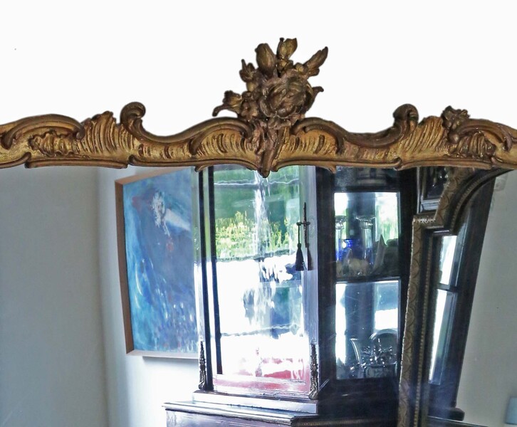 Antique Very Large 19th Century Gilt Floor Overmantle Wall Mirror High ...