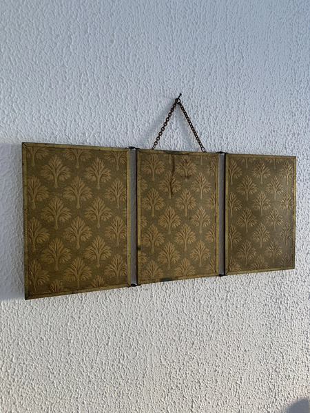 Vintage 1900 Art Nouveau Gilt Barber's Triptych Mirror 21 X 48 Cm ...