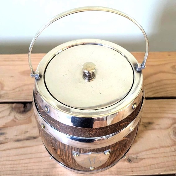 A Super 1920s Oak Wooden Biscuit Barrel With Silver Plated Fittings ...