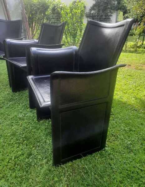1 Of 6 Korium Chairs In Black Leather, Tito Agnoli For Matteo Grassi ...
